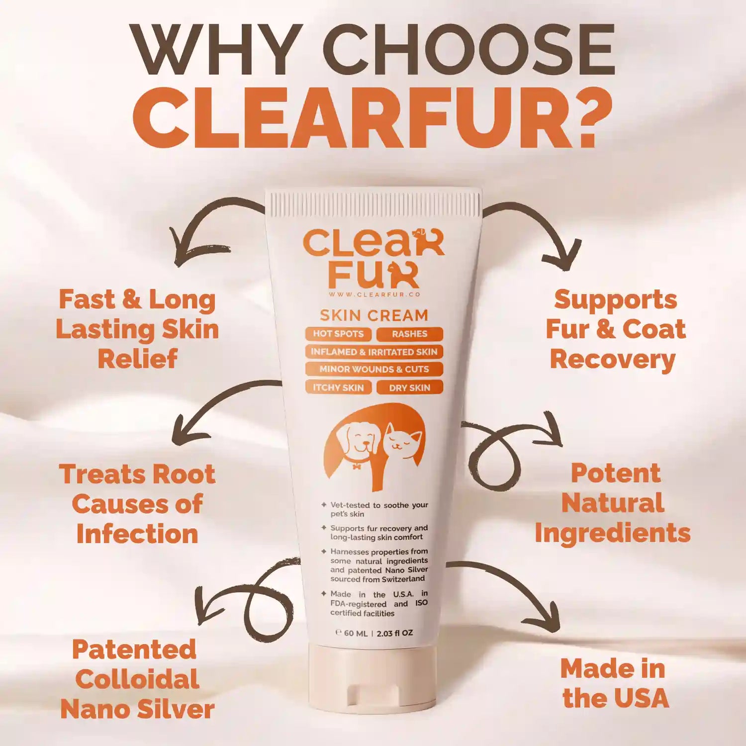 ClearFur Natural Hot Spot & Itch Relief Skin Cream for Dogs & Cats ...
